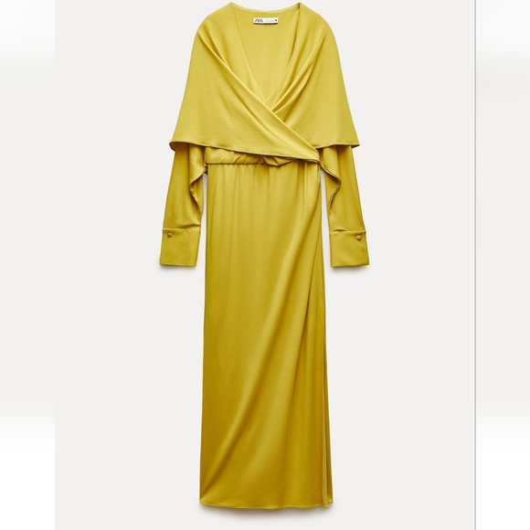 Zara | Dresses | Zara Draped Zw Collection Lemon Color Dress | Poshmark